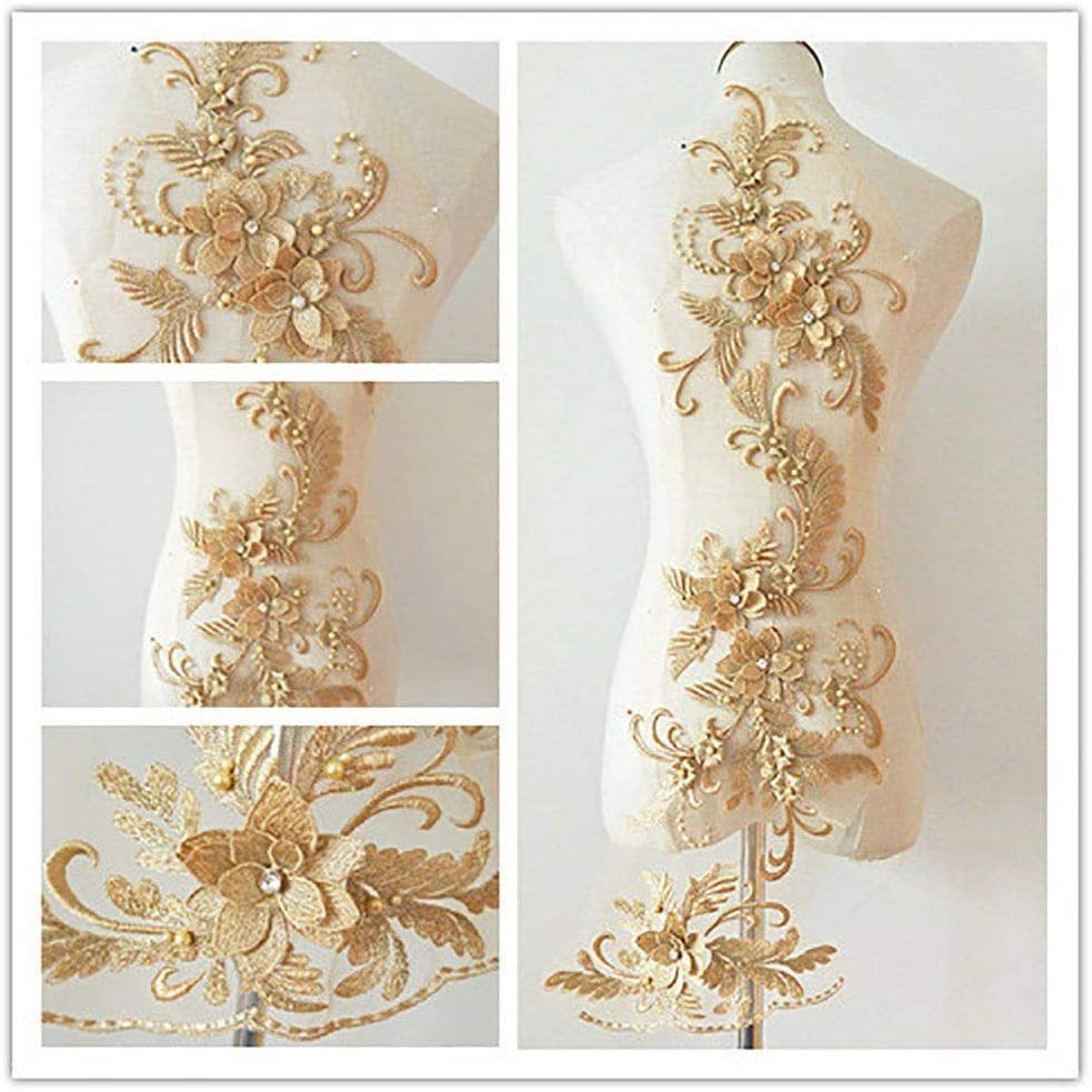 Large Multicolor Lace Embroidery Applique 3D Flowers Imitation Beaded ...