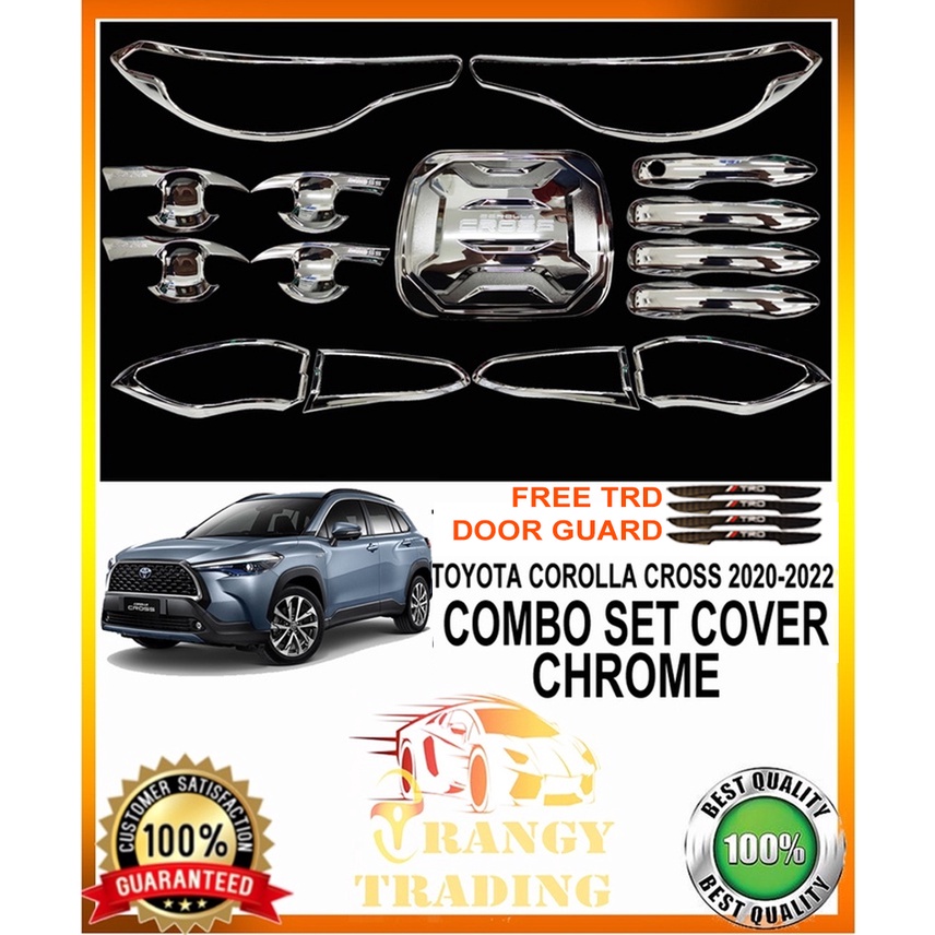 Toyota Corolla Cross 2020 to 2023 Garnish Combo set cover Chrome 2021 2022 FREE TRD DOOR GUARD ...