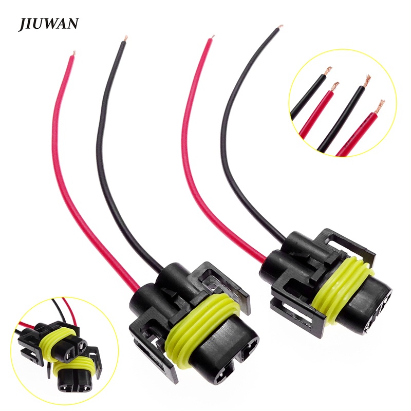 2 Pcs H8 H9 H11 Wire Connector Cable Plug Adapter Wiring Harness Small ...