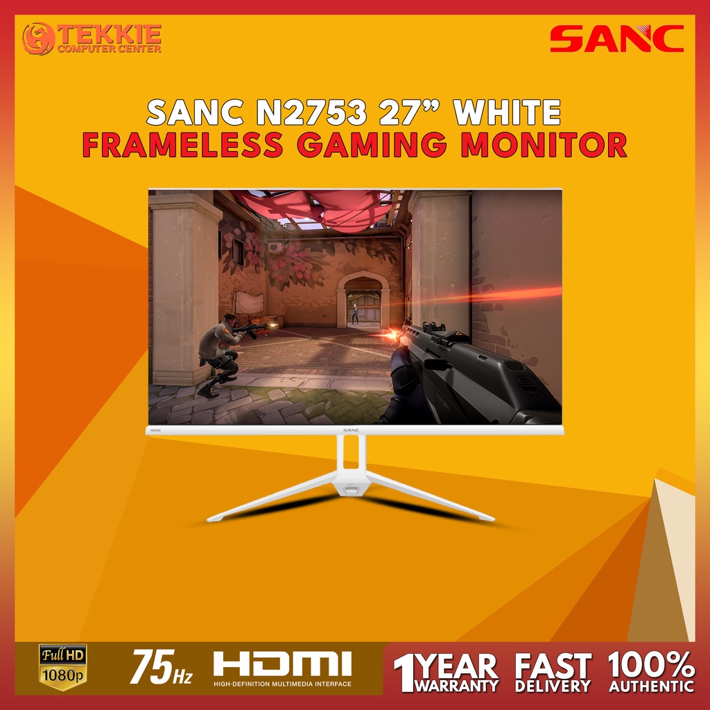SANC N2753-W 27inch 75hz Frameless White Monitor | SANC N2453-W 23.8 75hz Frameless White ...