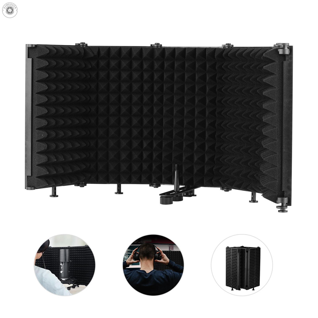 GM Microphone Isolation Shield Portable Tabletop Sound Absorbing Foam ...