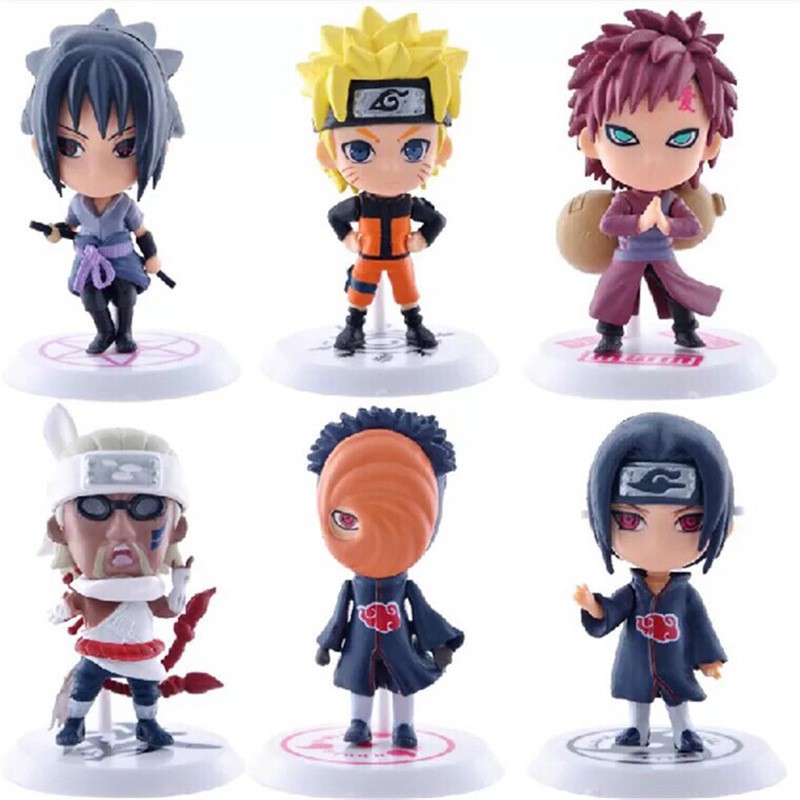6pcs Anime Figurines PVC Hinata Itachi Sakura Action Figures With Base ...