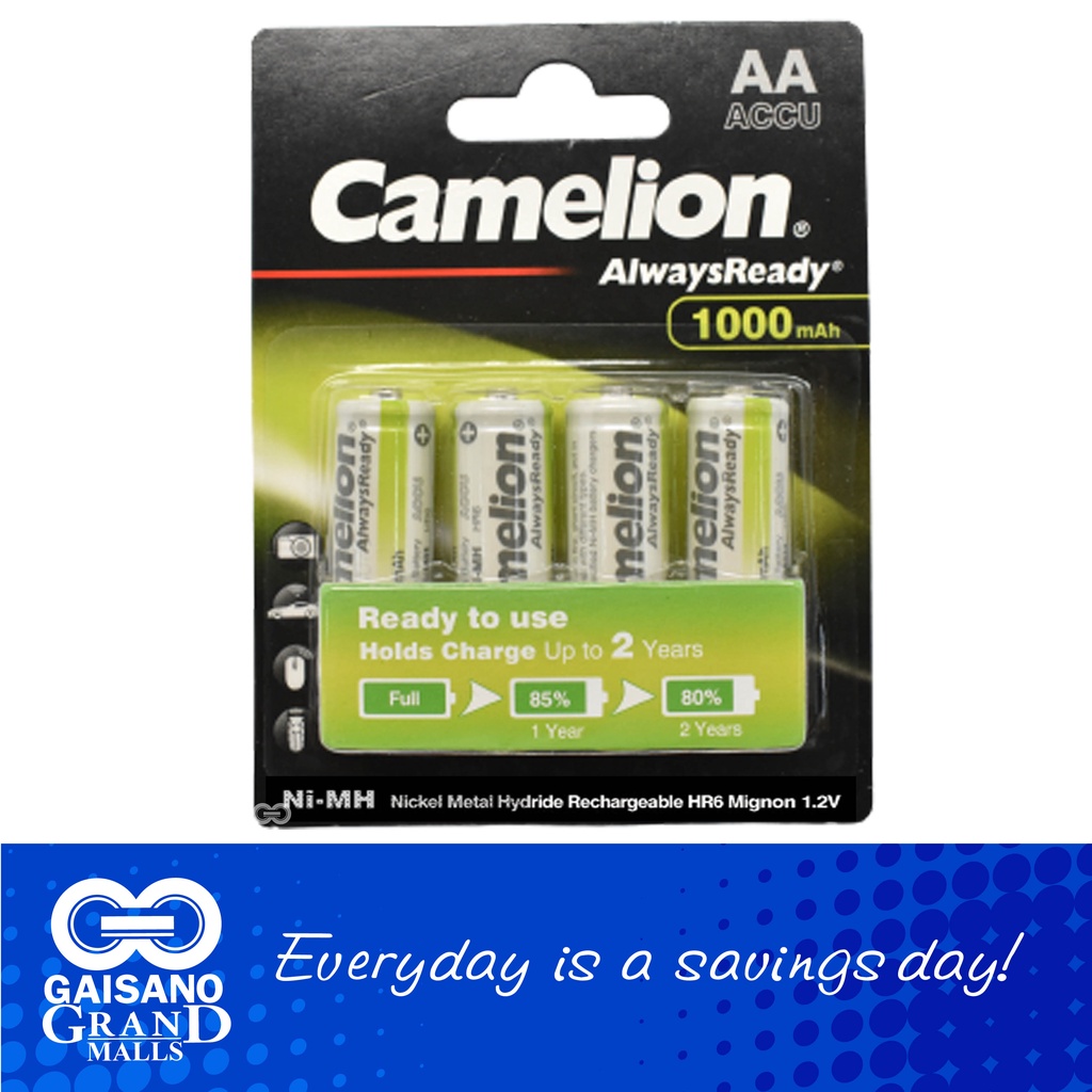 CAMELION Rechargeable AA Battery, 4-piece 1000mAh Battery 420 Gaisano ...