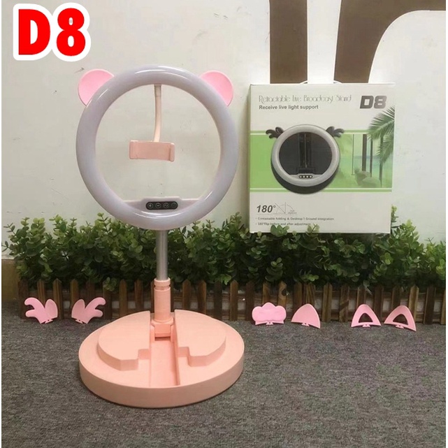 D8 Foldable LED Ring Light Live Broadcast Dimmable Stand Ringlight with ...