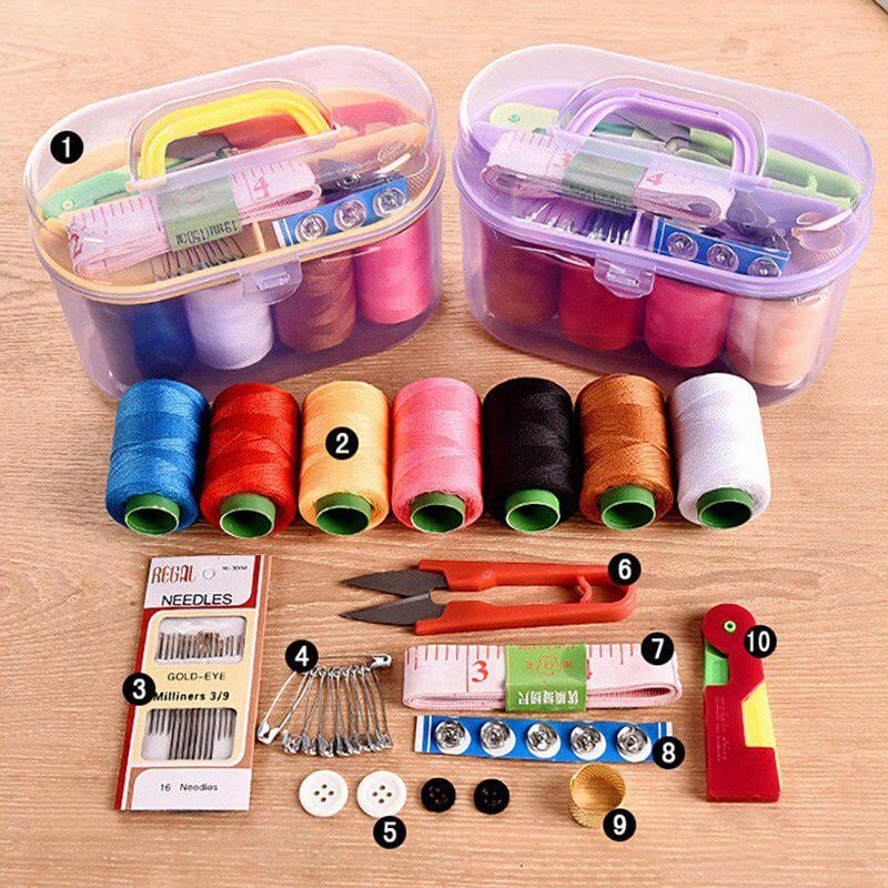 Portable 10 in 1 Sewing Kit Box Set - Compact Household Sewing Tools ...