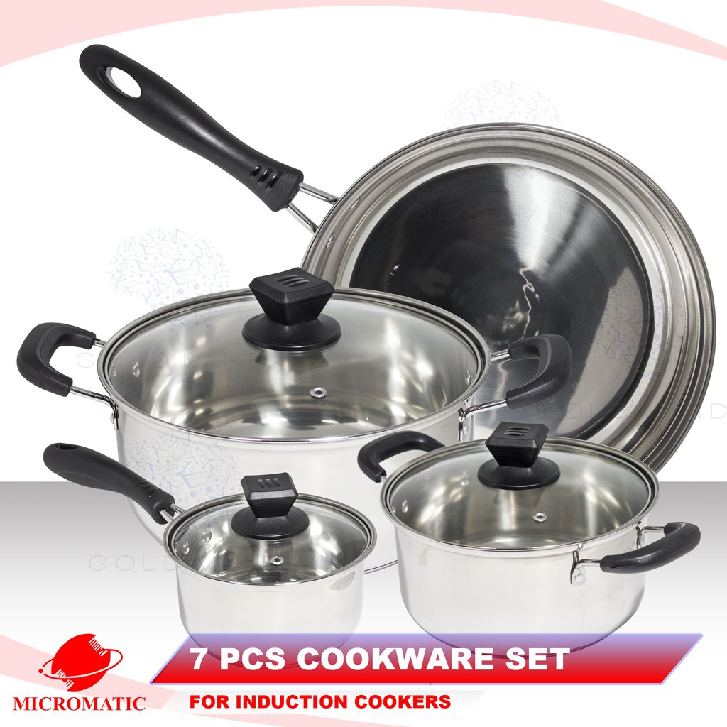 Micromatic High Quality Stainless Steel Cookware Set 7 Pcs | Shopee ...