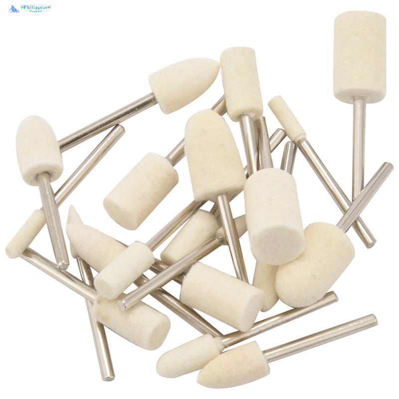 20Pcs Wool Felt Mandrel Buffing Bits Grinder Tool 1/8 Inch Shank ...