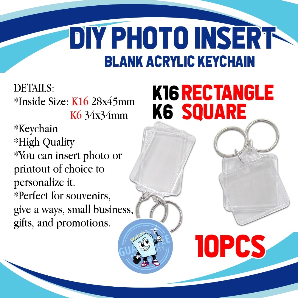 10pcs Acrylic Keychain Photo Insert DIY Design Blank Keychain | Shopee ...