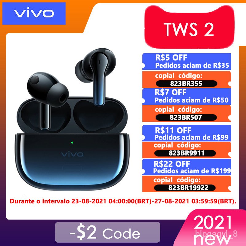 original 2021 VIVO TWS 2 Earphone Earbuds aptX AAC IP54 Wireless ...