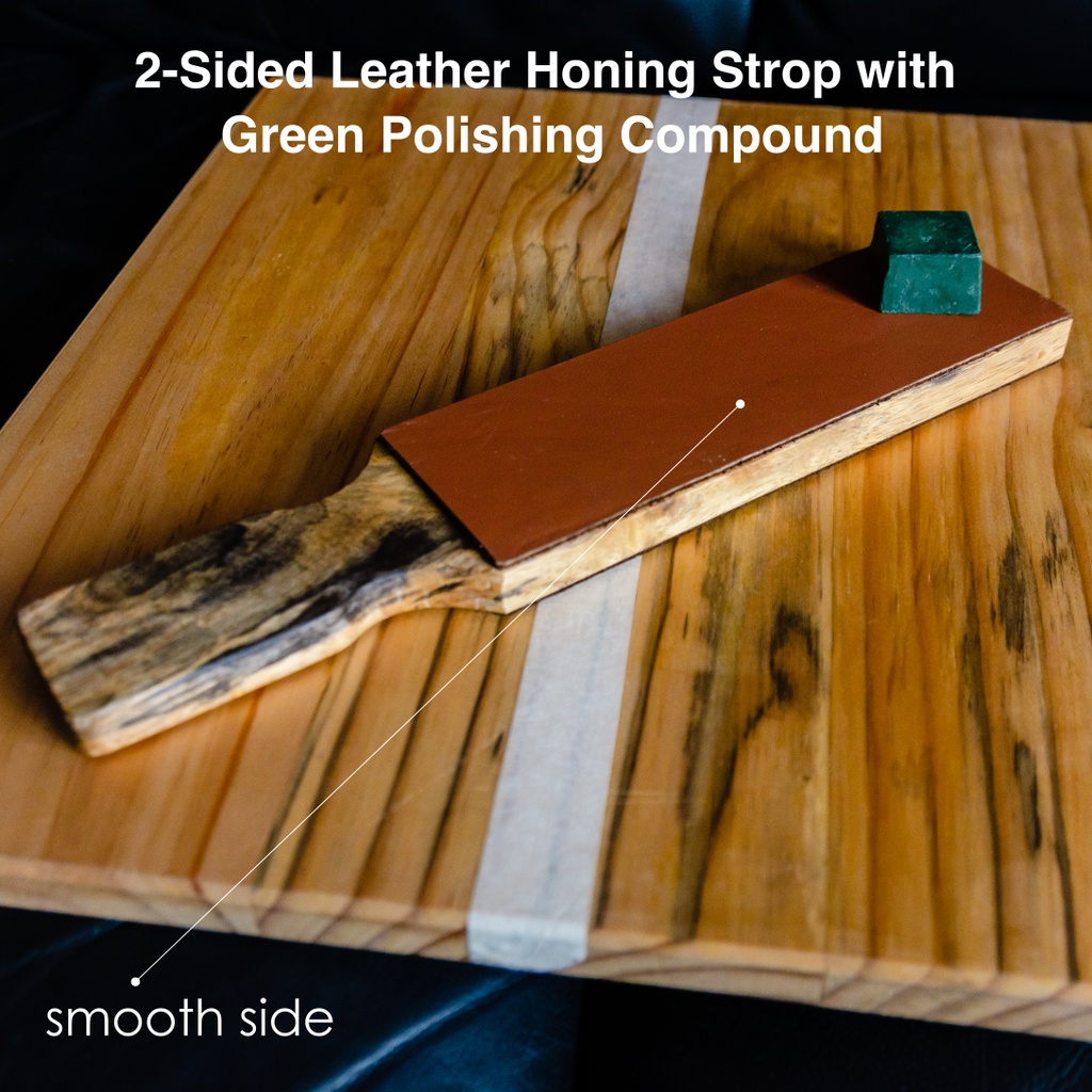 2-Sided Leather Honing Strop with Green Polishing Compound | Shopee ...