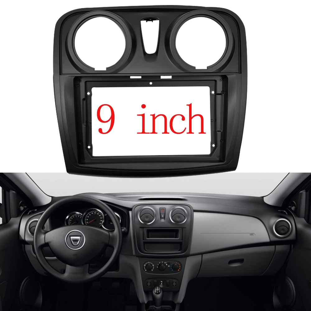 &2 Din 9 Inch Car Radio Fascias for Dacia Sandero Symbol Stepway 2014+ Dashboard Frame ...
