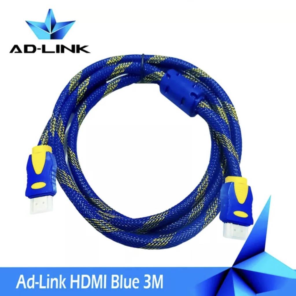 Ad-Link 3m HDMI to Cable Gold Plated Pure Copper Blue Mesh 3m | Shopee ...