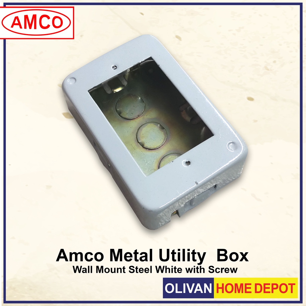 AMCO Metal Utility Box Wall Mount Steel White with Screw | Shopee ...
