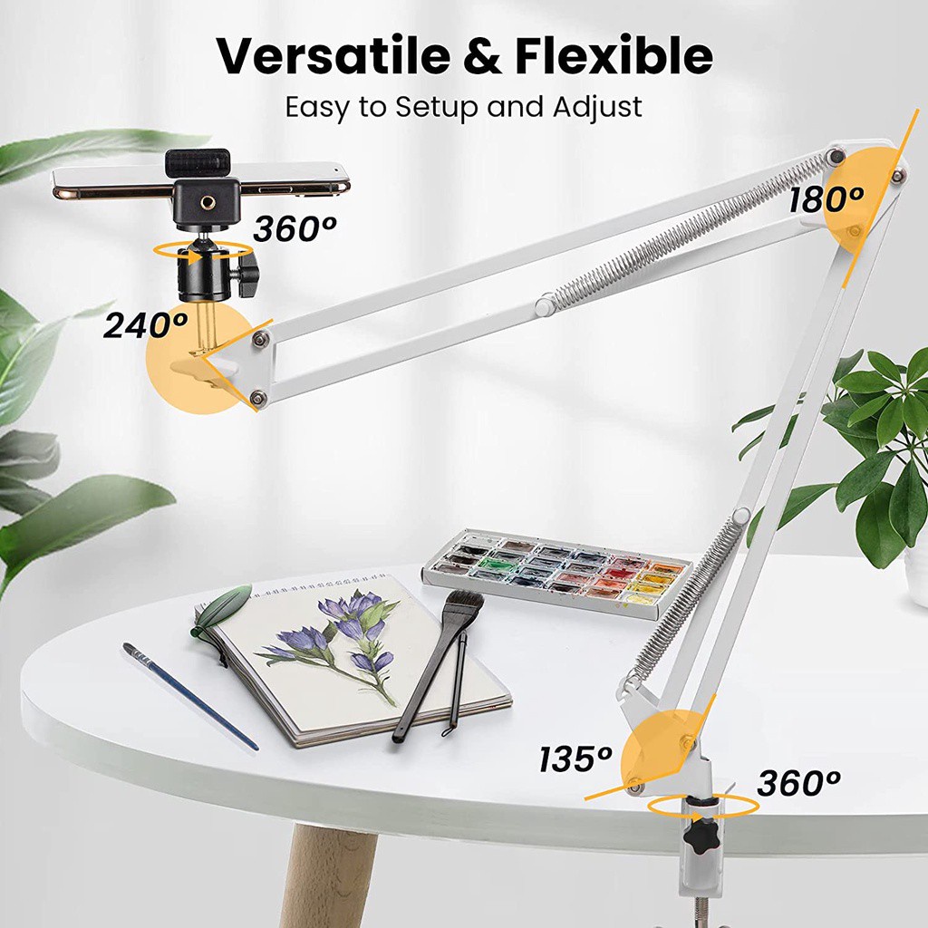 Overhead Video Stand Desk Phone Mount Stand Articulating Arm Flexible ...