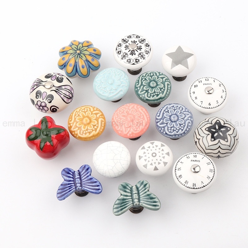 Unique Shape Ceramic Knob and Handle Cabinet Door Knobs Colorful Drawer ...