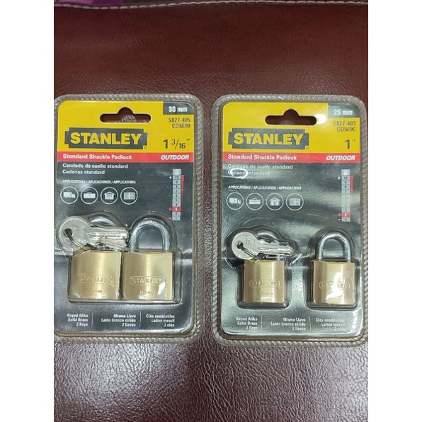 Stanley Keyed Alike Solid Brass Padlock 2 Pcs Set 25MM , 30MM | Shopee Philippines