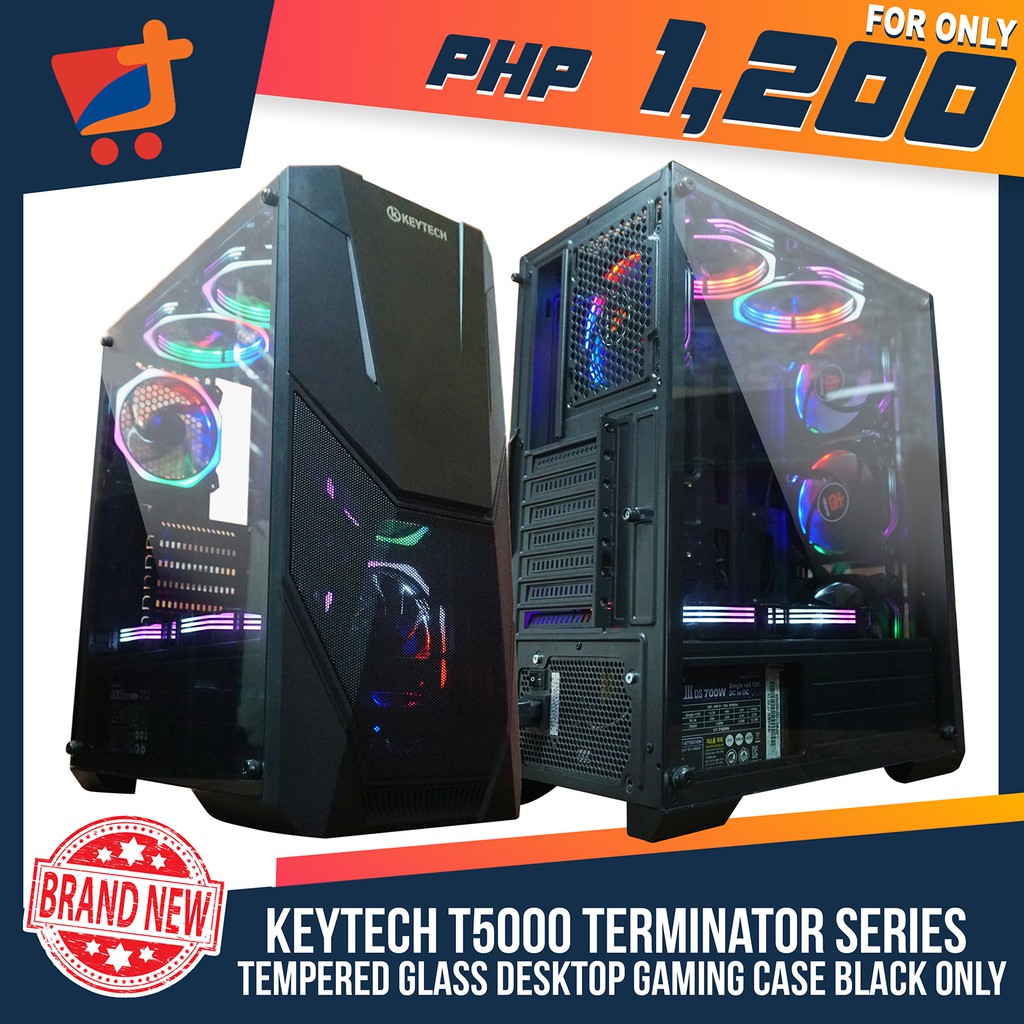 Gaming Case Tempered Glass Keytech T5000 Fits ATX, Micro ATX and Mini ...