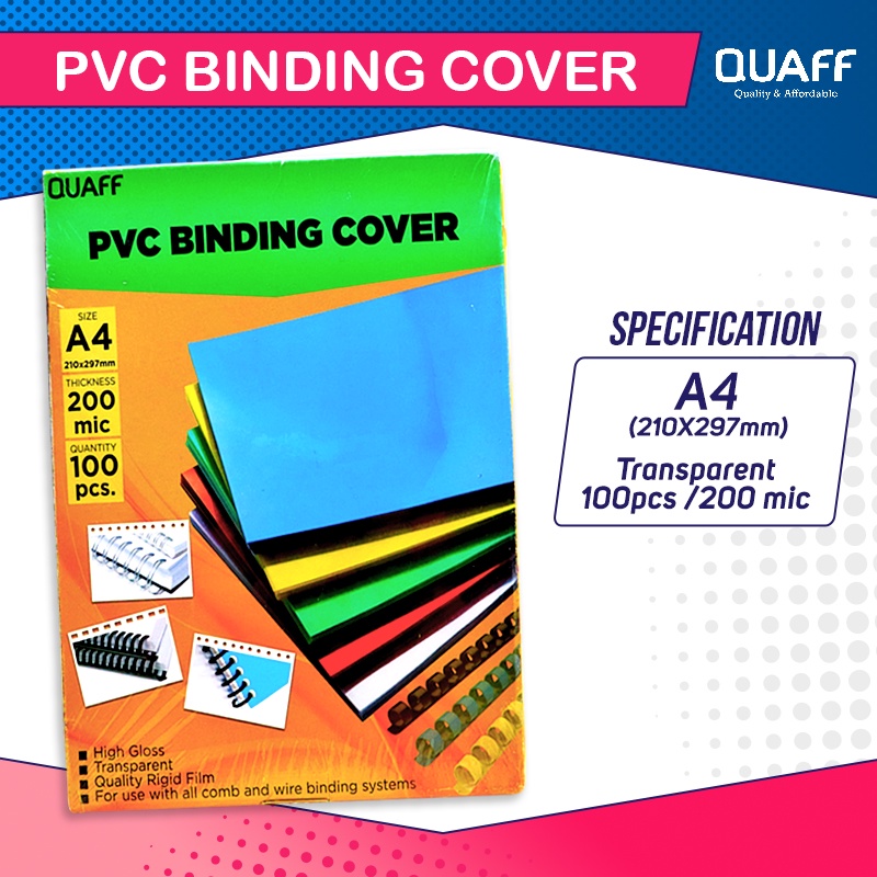PVC Binding Cover Clear (200 Micron) or Frosted Matte (250 Micron) A4 ...