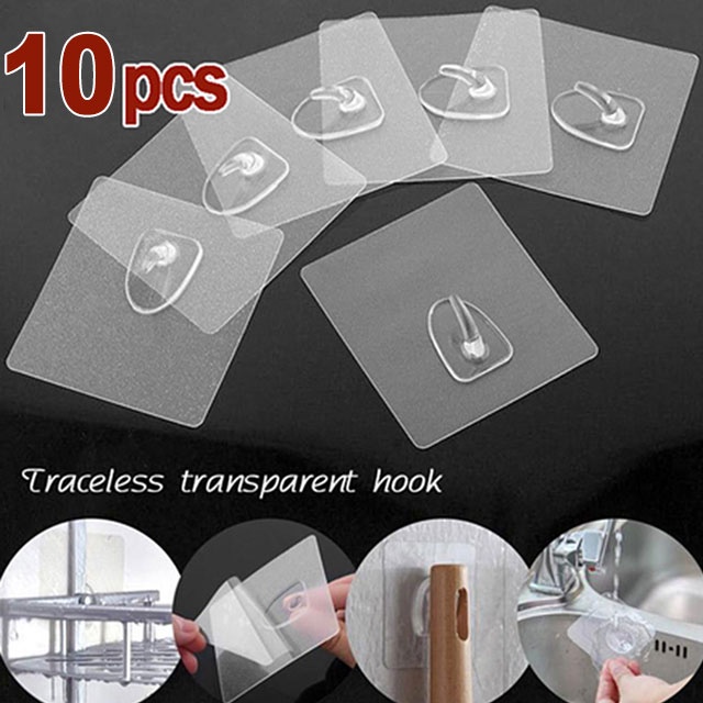 10 Pcs Seamless Adhesive Wall Hooks, Wall Hanger Organizer, Self ...