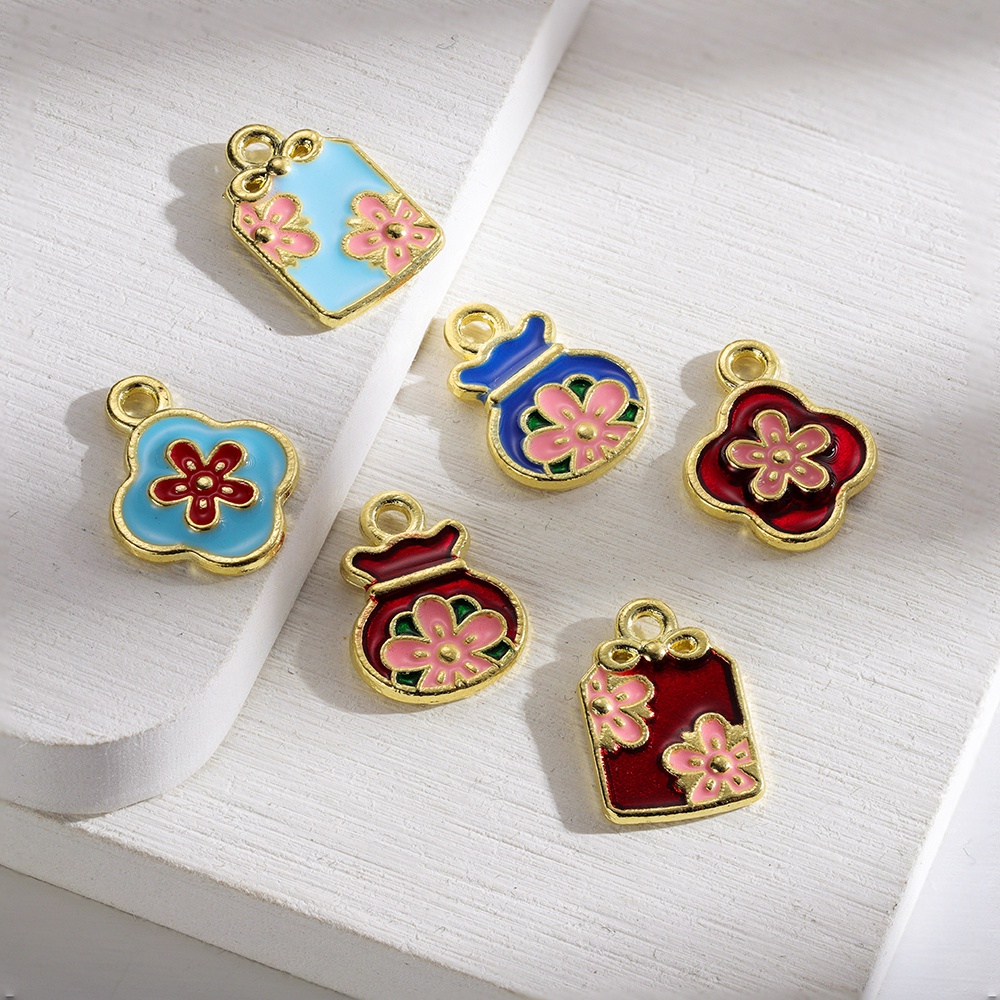 St.Kunkka 5Pcs Alloy Dripping Oil Good Luck Pendant Four-Leaf Clover ...
