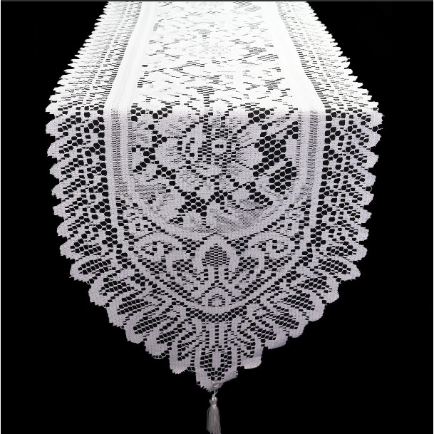 Heavy Crochet Lace Table Runner White Kain Alas Meja Kopi Tepi 33 x 91 ...