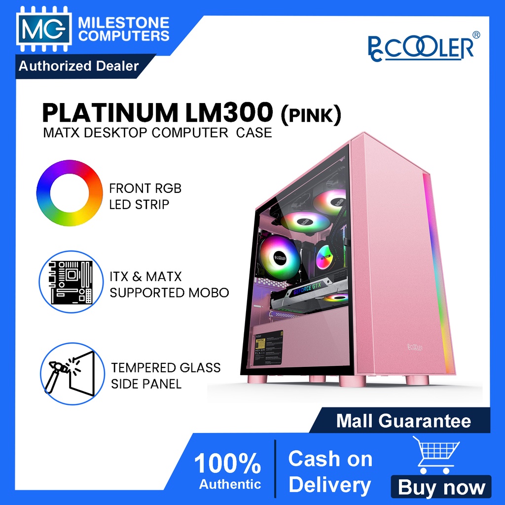 PC Cooler LM300 Pink ITX MATX Case Tempered Glass Computer Case CPU ...