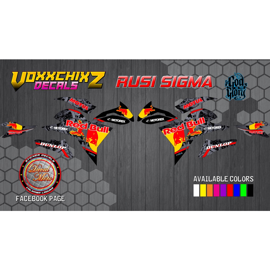 RUSI SIGMA STICKER DECALS,RED BULL DESIGN, 140 | Shopee Philippines