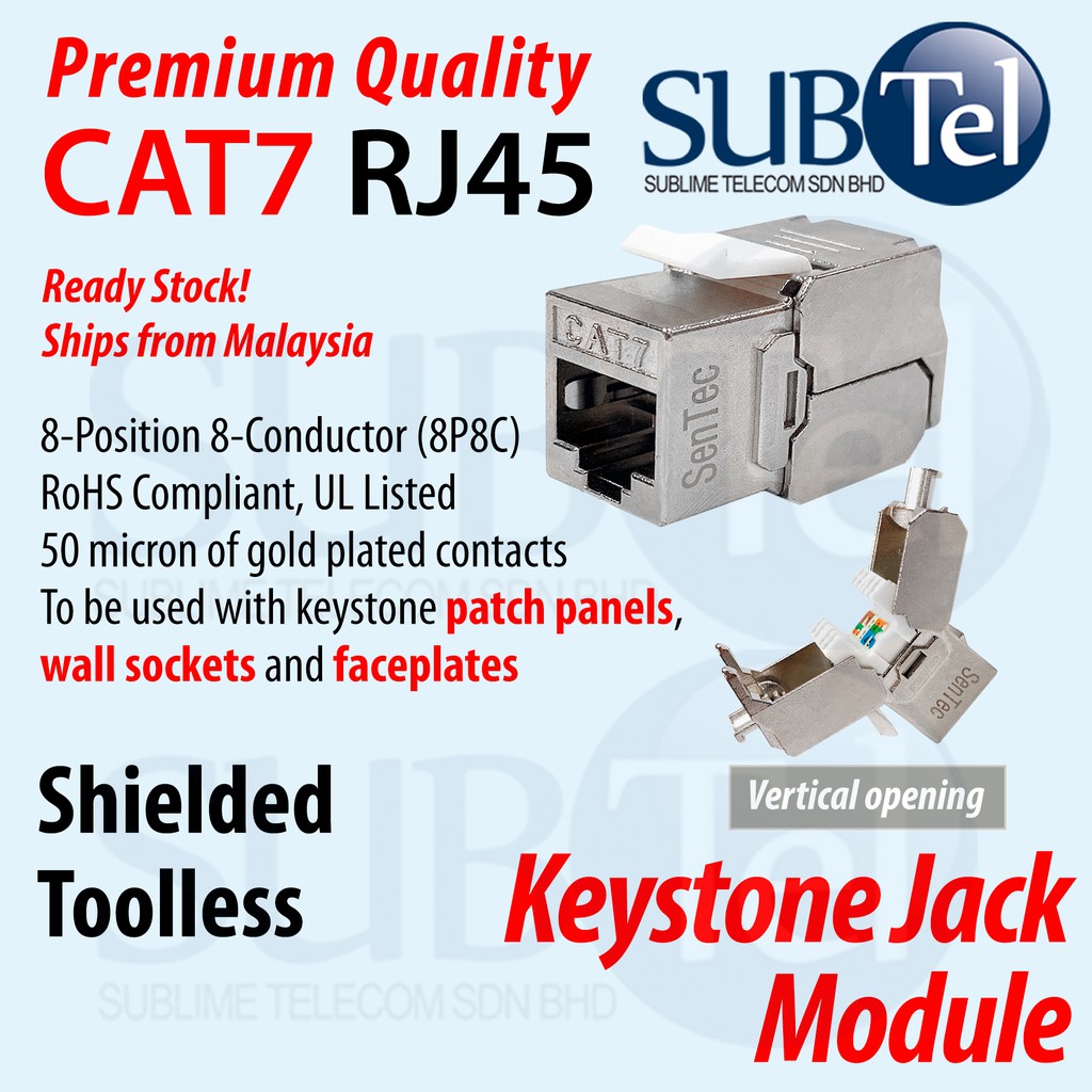 CAT7 RJ45 Keystone Jack FTP Zinc Alloy Module LAN Cable Ethernet ...