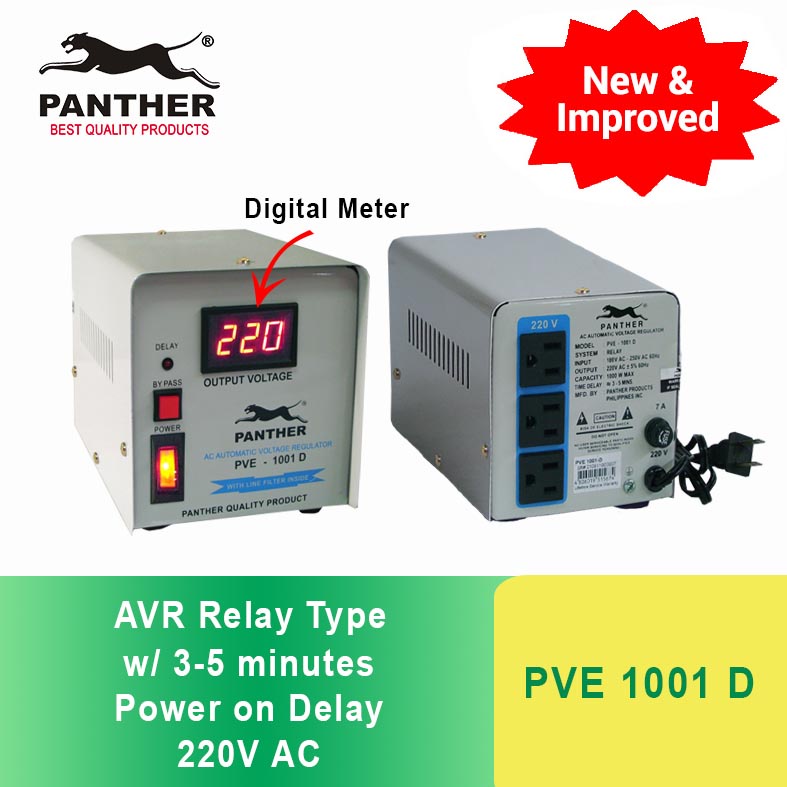 Panther PVE 1001 D AVR Relay Type, 1000 Watts Output 220V AC with 3-5 ...