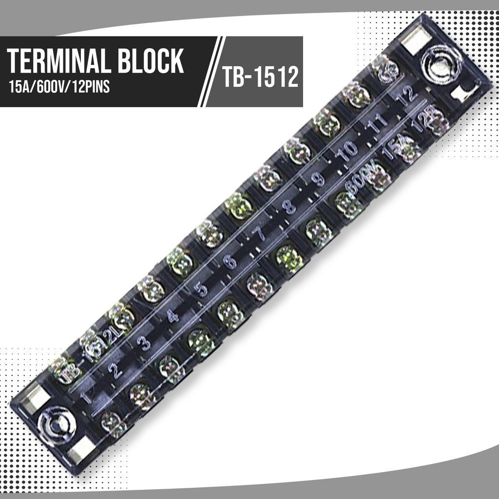 ⚡15a Terminal Block Molded Type Electrical Tb 1512 15a 600v 12 Pin⚡