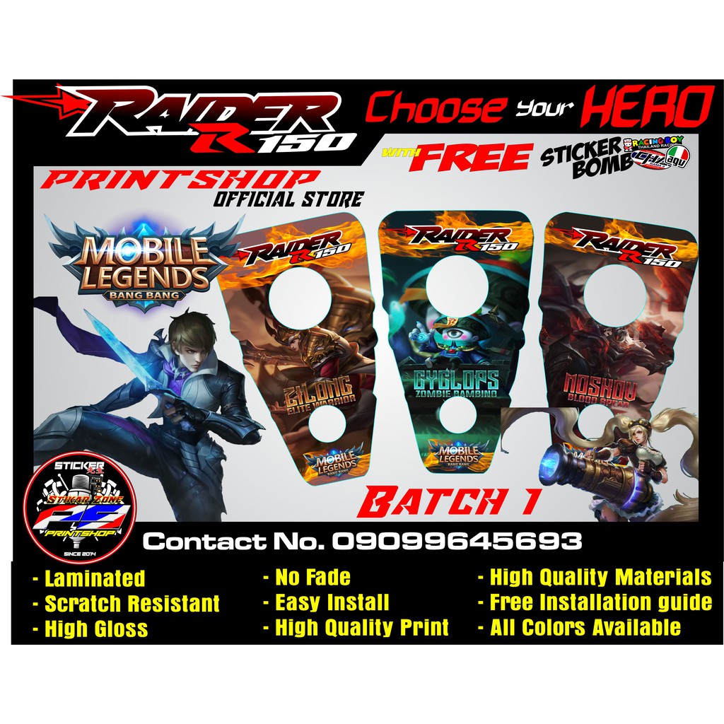 Raider 150 R150 Reborn Carb Gas Tank Decal Sticker Mobile Legend ...