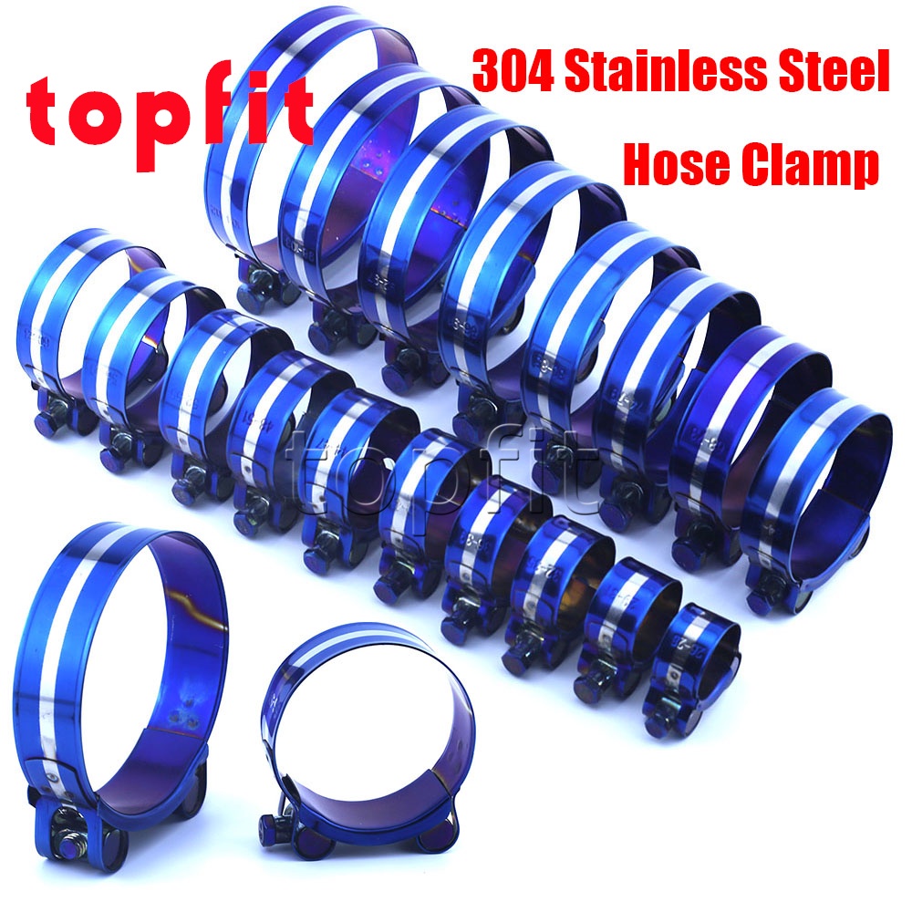 304 Stainless Steel Hose Clamp Kit Adjustable Titanium Blue T Bolt ...