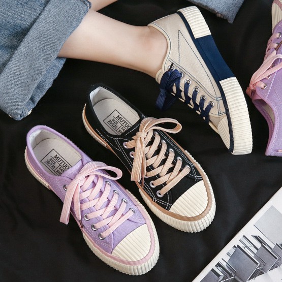 [JSJK] autumn new biscuit shoes canvas shoes women's low top Korean ...