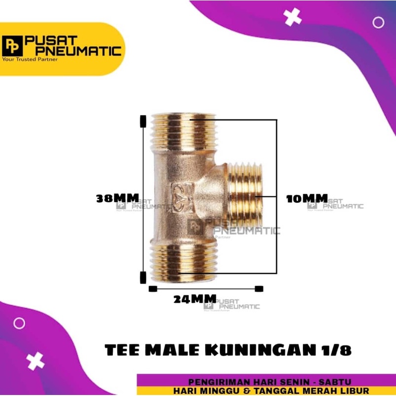 Nepel Tee / Brass Tee Male thread 1/8" | Shopee Philippines