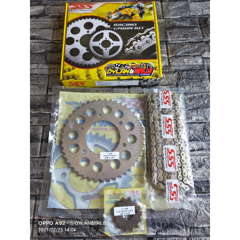 SSS CHAIN SET STEEL NICKEL FOR SNIPER 150 14/42,44,45/428 | Shopee ...