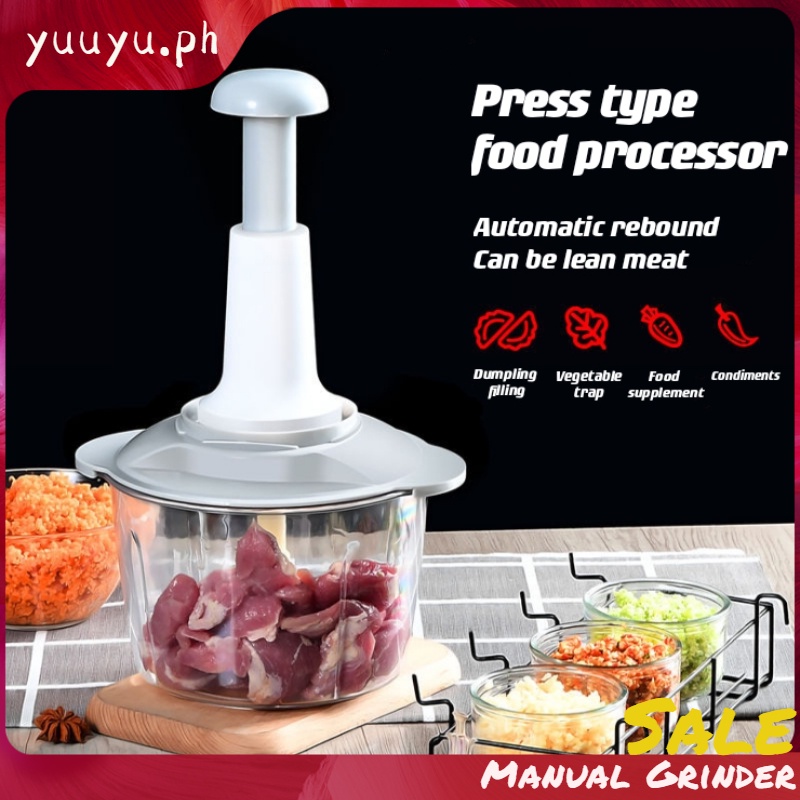 Manual Meat Grinder 0.7L/1.5L/2L Stainless Steel Processor Vegetable ...