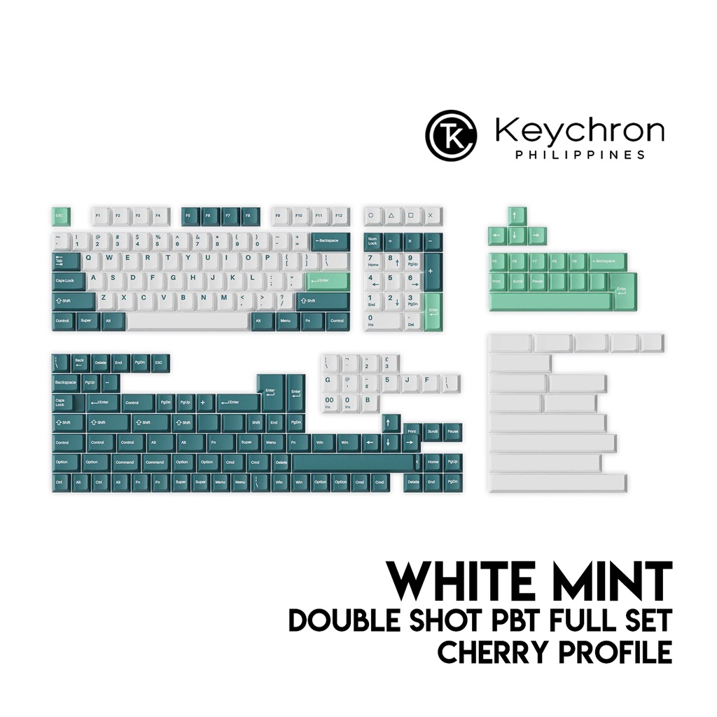 Keychron Double Shot PBT Full Set Keycap Set, Cherry Profile, White ...