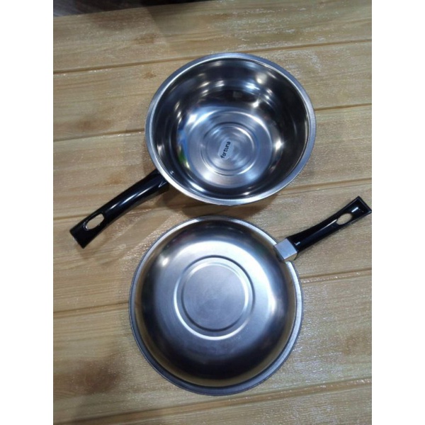 Mei pan with stainless steel handle,/ wooden handle pan, milk pan ...