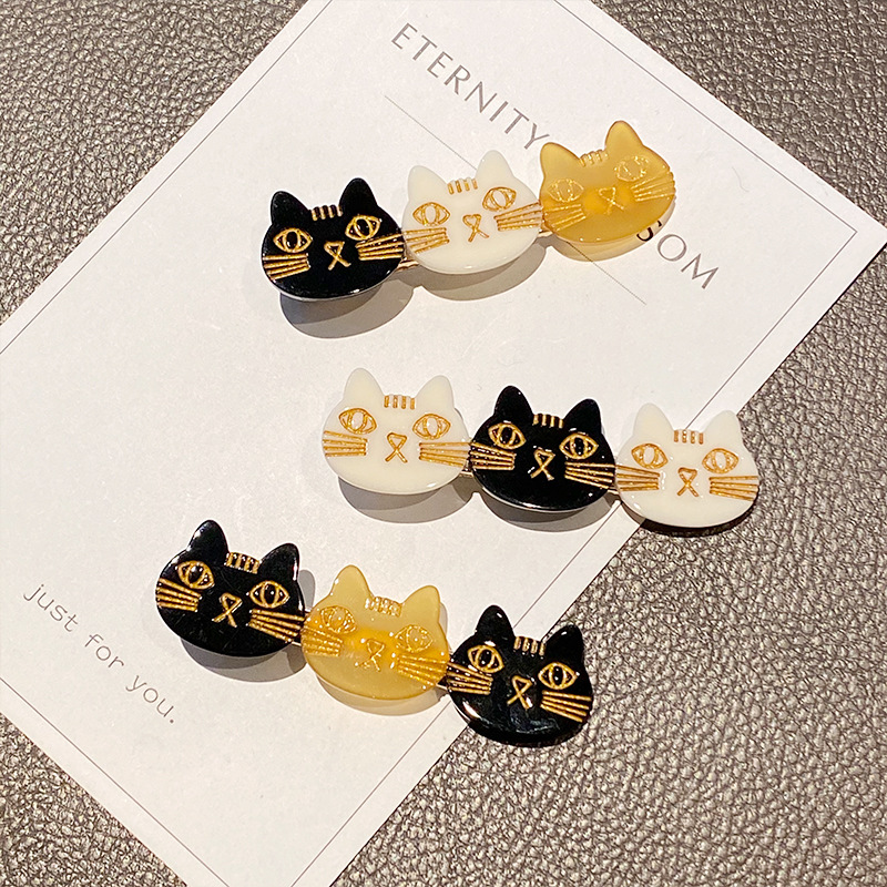 KF122 Korean sweet acetate black/white/brown cats bang clip | Shopee ...