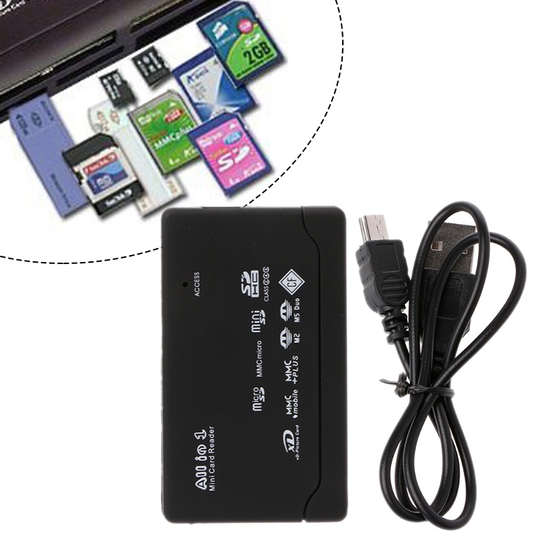 All in One Universal Reader Memory Card Reader With USB Cable Mini ...