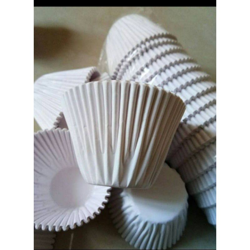 Tall steamed sponge cup paper contains 40 plain white pcs | Shopee ...