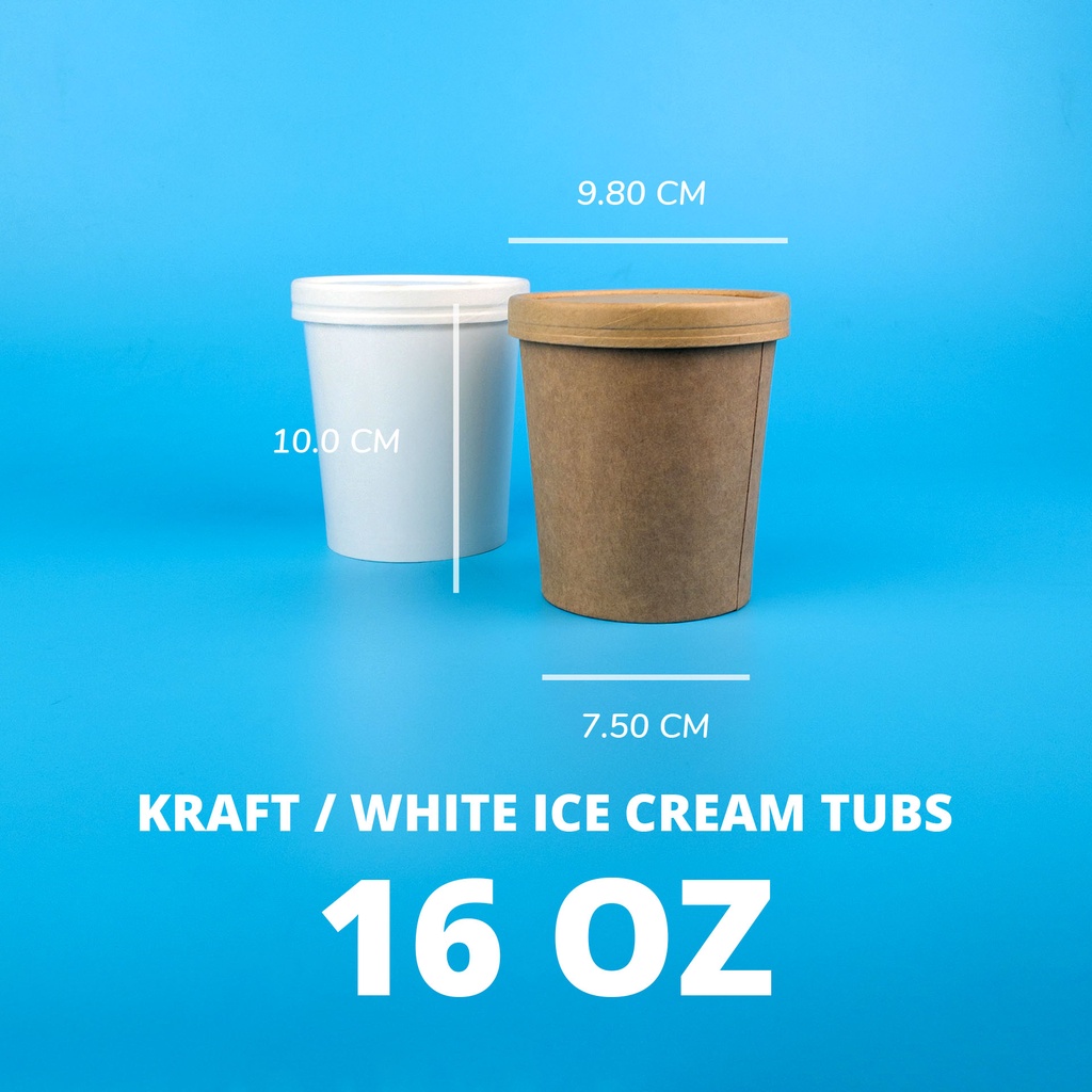 [8/12/16 OZ] Kraft/White Paper Tubs / Ice Cream Tubs (10 PCS) | Shopee ...
