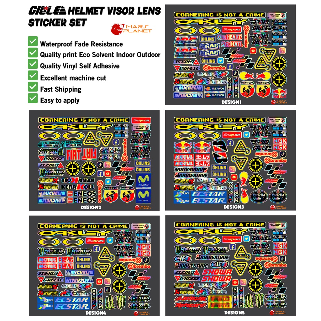 GILLEE HELMET VISOR LENS STICKER DECAL HOLOGRAM WATERPROOF | Shopee ...