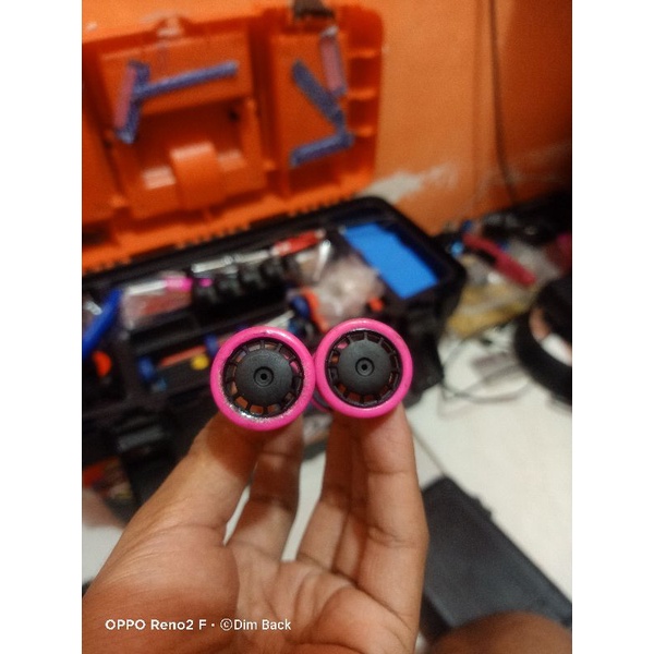 Tamiya Medium Balance Carbon Dish Rims + Hard Pink Lathe Tires 25.80mm ...
