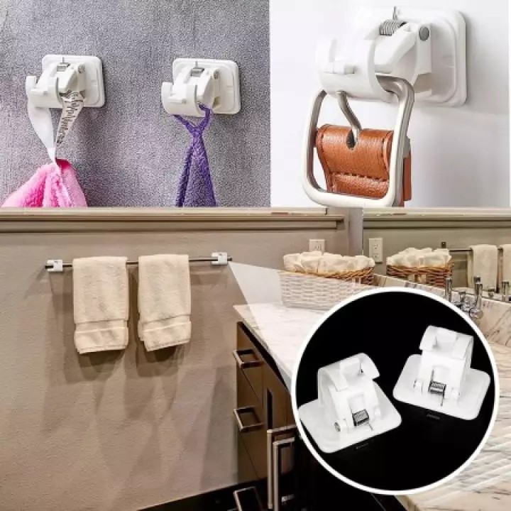2Pcs Hanging Rod Clip Adhesive Wall Curtain Hanging Rod Clamp Hooks ...