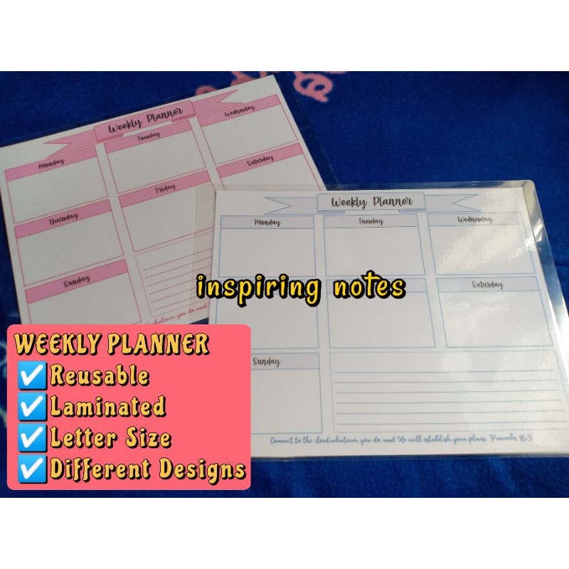 REUSABLE WEEKLY PLANNER GROUP B (LAMINATED) | Shopee Philippines