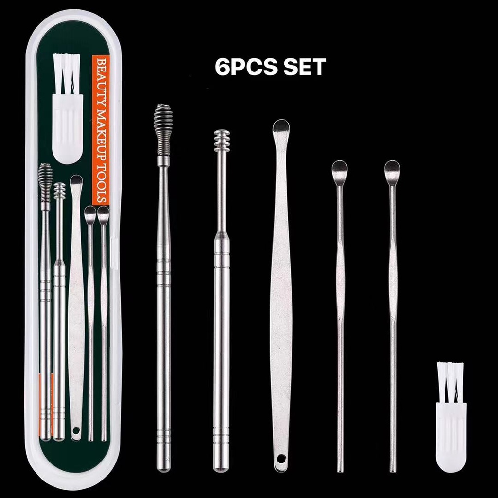 6pcs Earpick Stainless Steel Ear Pick Wax Remover Curette Ear Cleaner ...