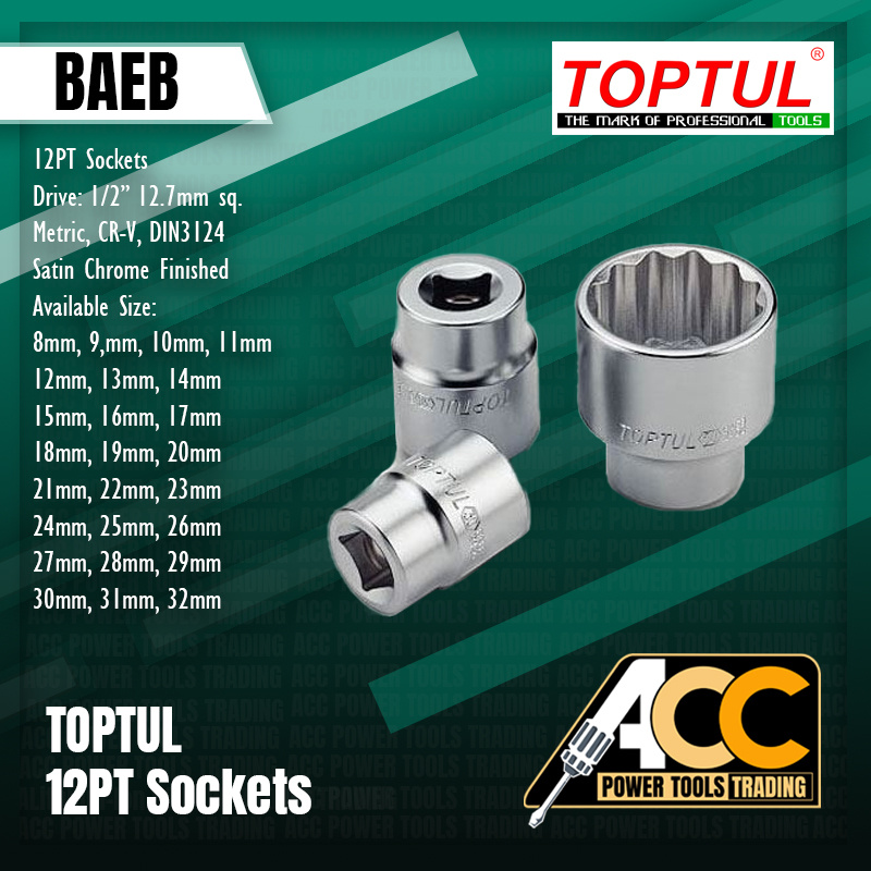 TOPTUL 12PT Deep Socket 1/2" | Shopee Philippines