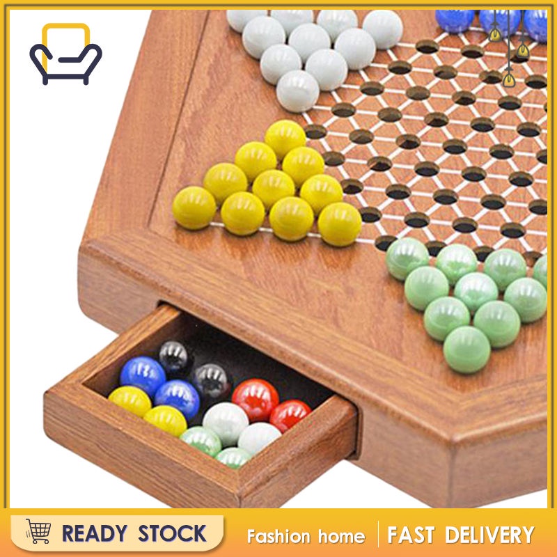 Fashion home Wooden Chinese Checkers 12 Inches Halma Board Game ...