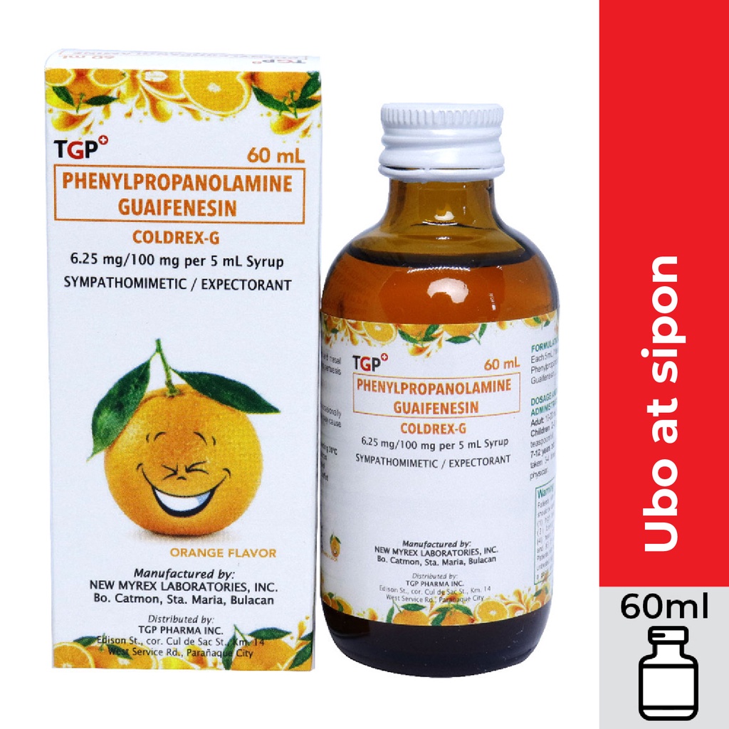 TGP COLDREX-G Phenylpropanolamine (PPA) + Guaifenesin Syrup 6.25mg ...